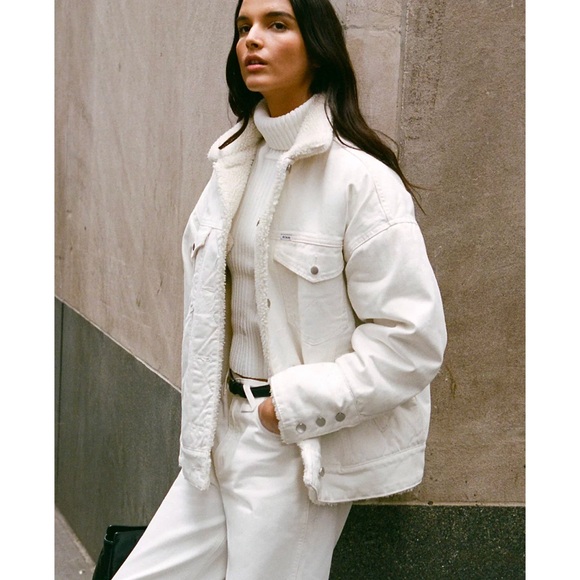 STAUD | Jackets & Coats | Nwt Staud Reversible Denim Sherpa Jacket ...